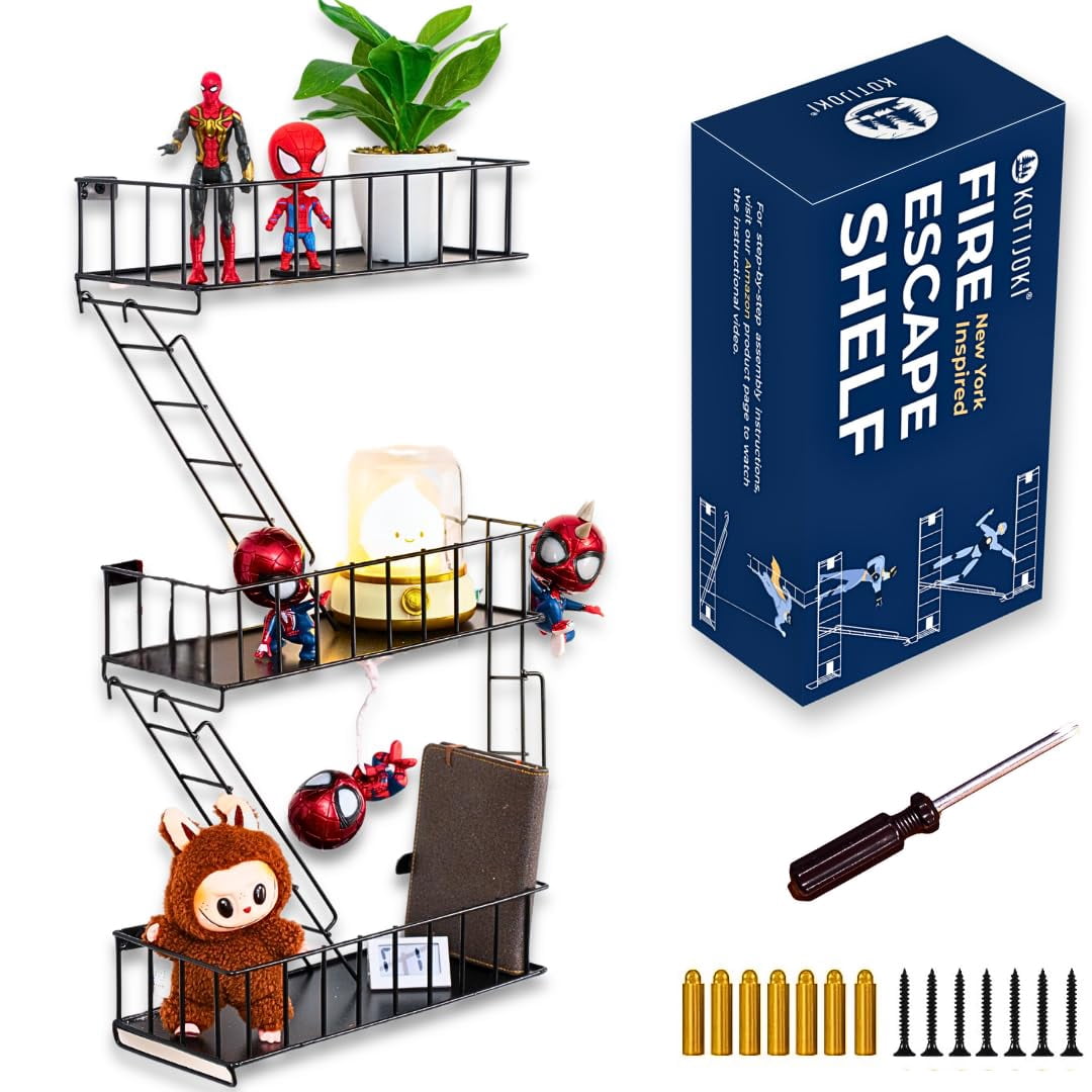 KOTIJOKI Fire Escape Wall Shelf - New York Metal Decorative Shelf with ...