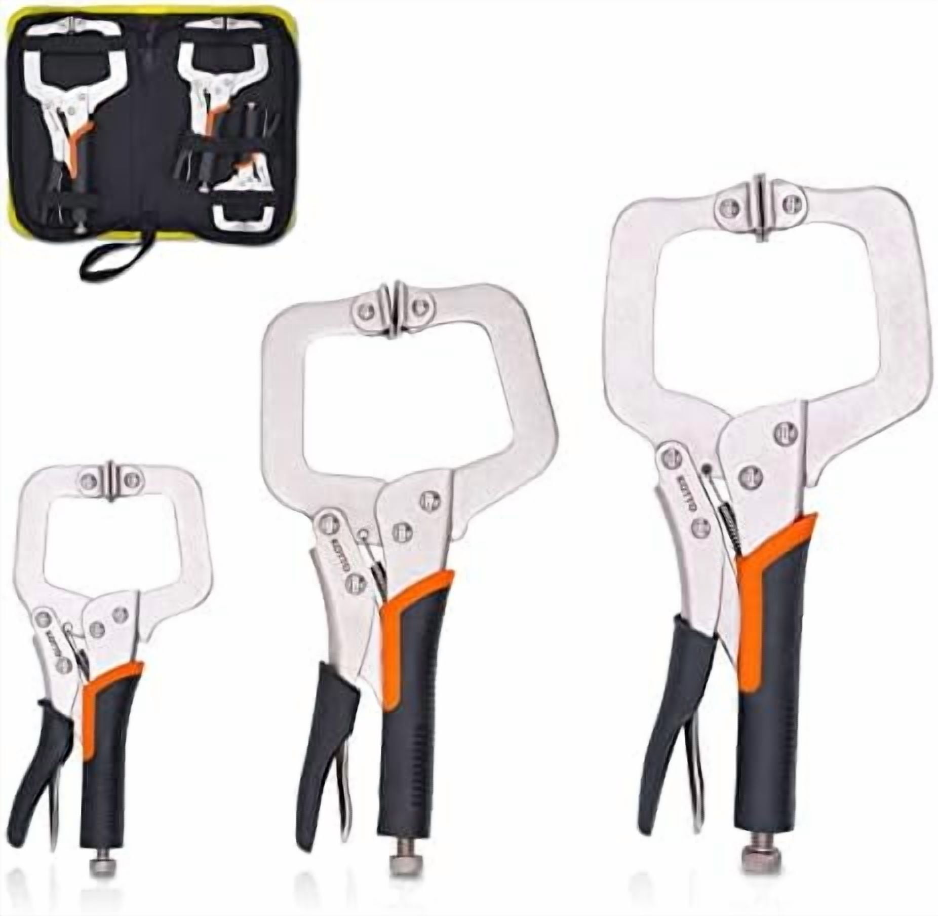 KOTTO 3 Packs Heavy Duty Locking C-Clamp Set, 6 Inch, 9 Inch and 11 ...