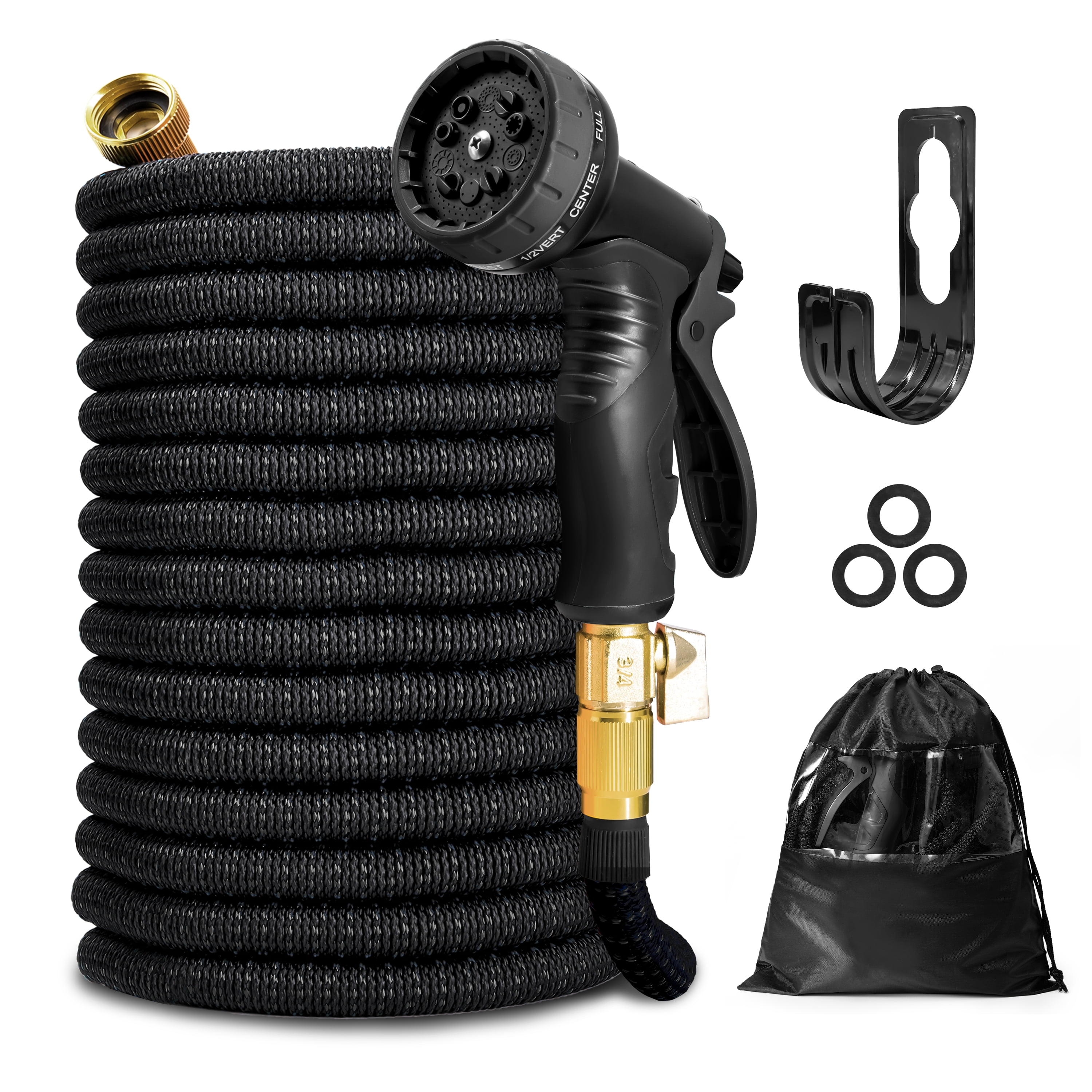 KOTTO Expandable Garden Hose 100ft with 10 Spray Nozzles, Hose Holder ...