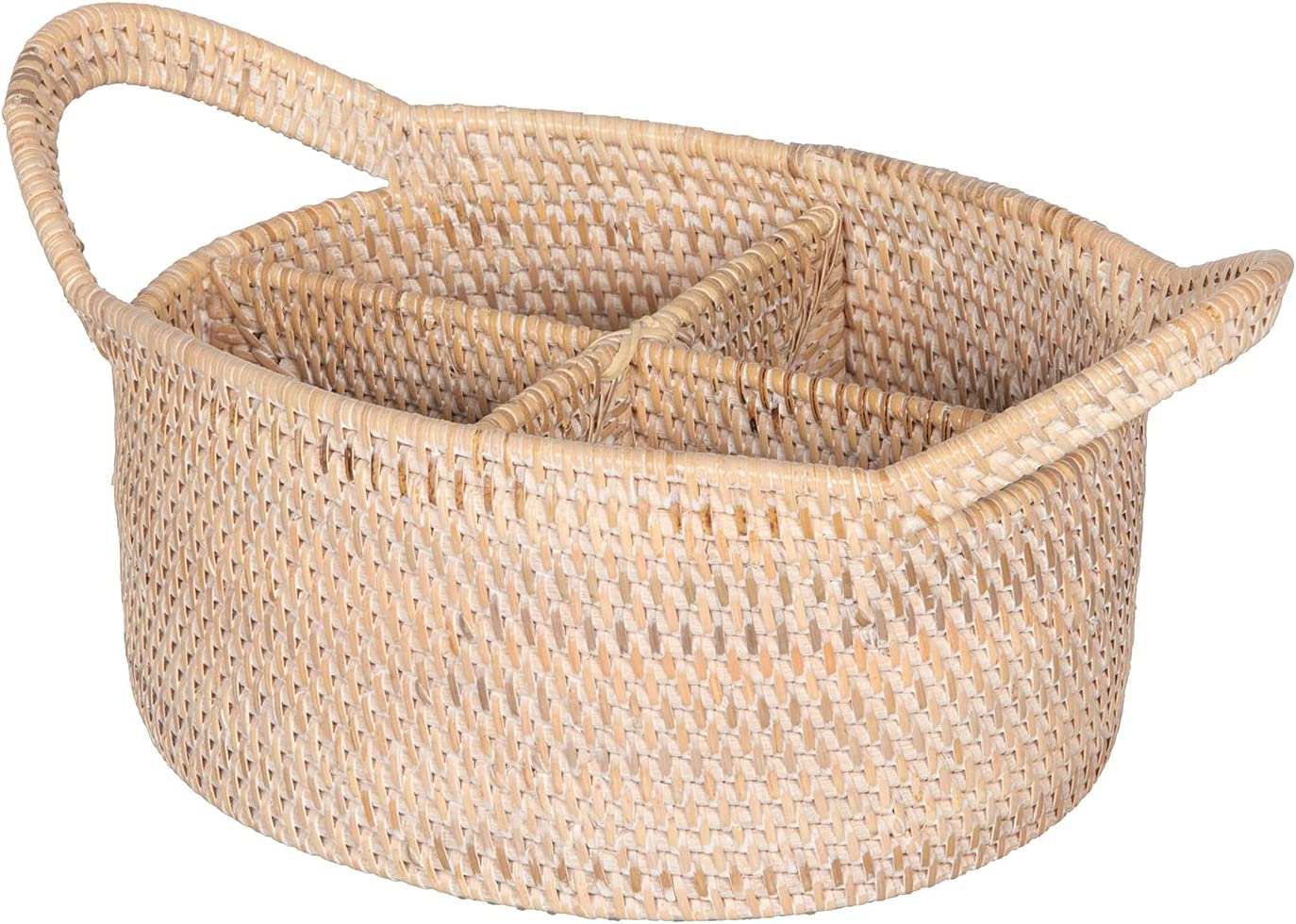 KOUBOO 1020056 Laguna Oval Rattan Utensil Caddy, Wash, Off-White/Latte ...