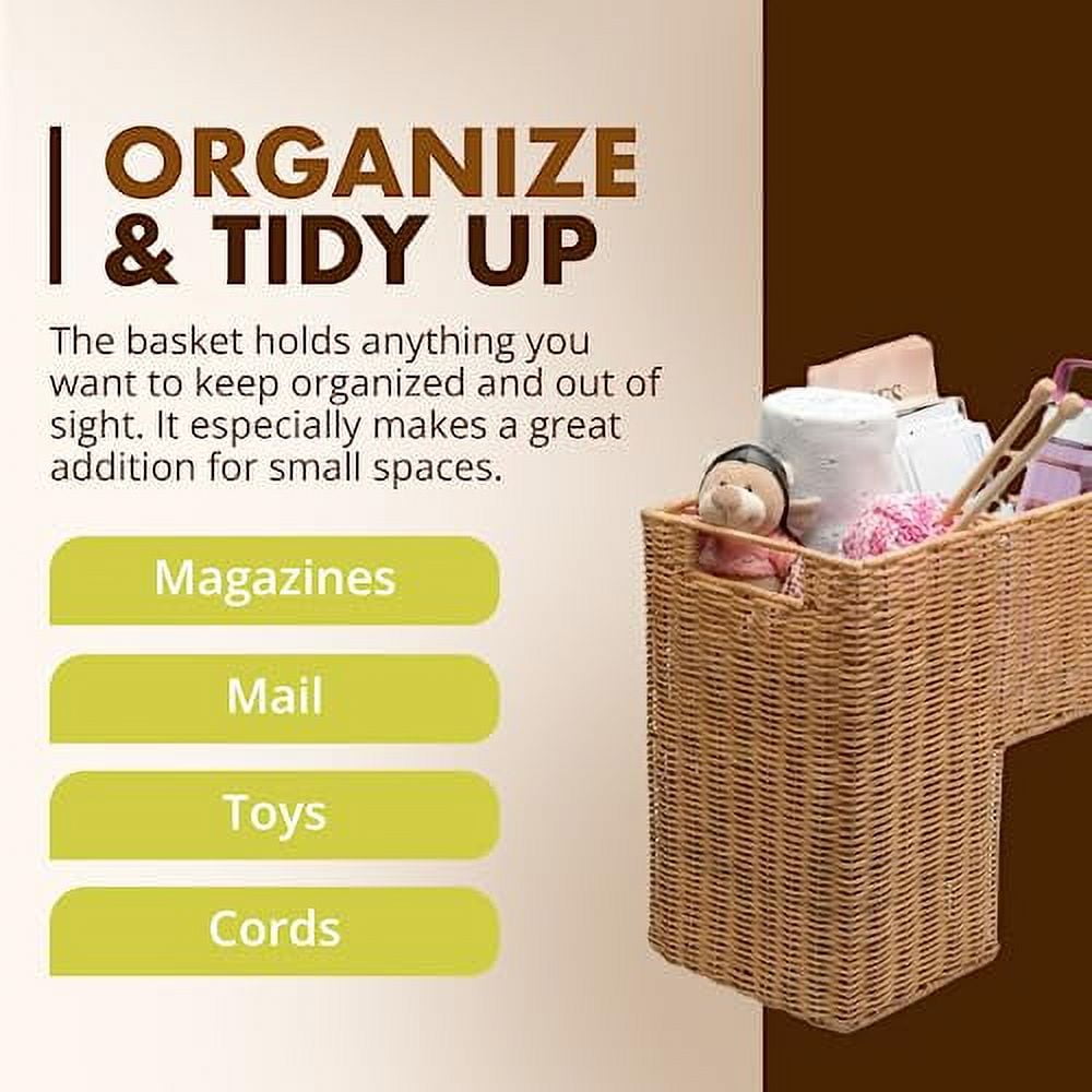 KOUBOO 1060066 Wicker Stair Step Basket in Wash, 15" x 9.5" x 15.75 ...