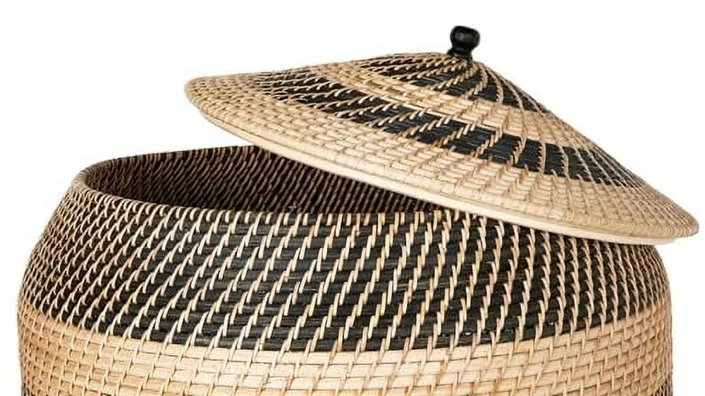 KOUBOO Extra-Large Rattan Belly, Natural-Black Storage Basket - Walmart.com