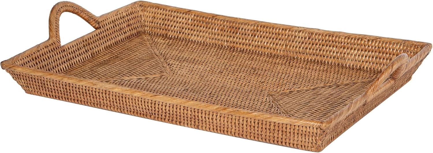 KOUBOO - La Jolla Rattan Decorative Breakfast Serving Tray with Ear ...
