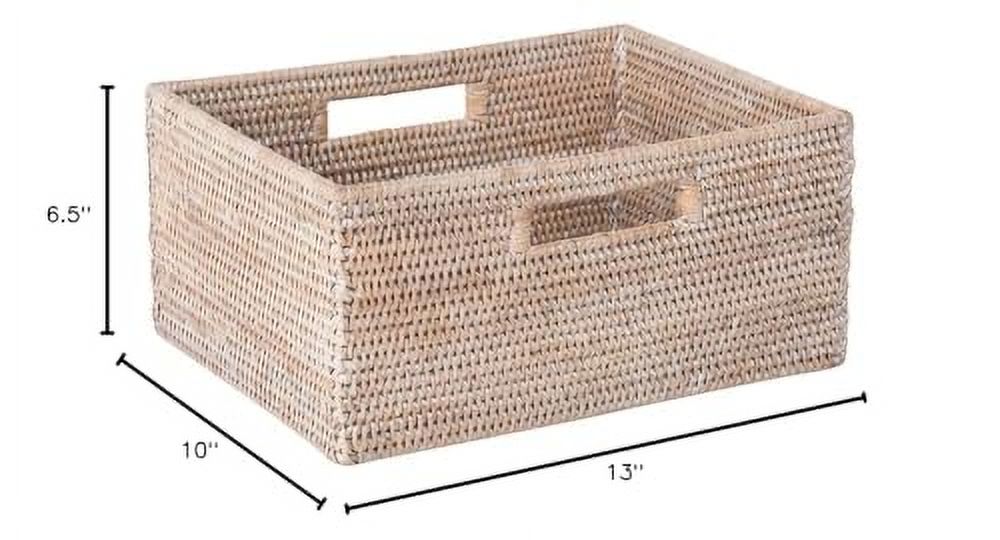 KOUBOO La Jolla Rattan Shelf Handles, Medium, White-Wash Storage Basket ...
