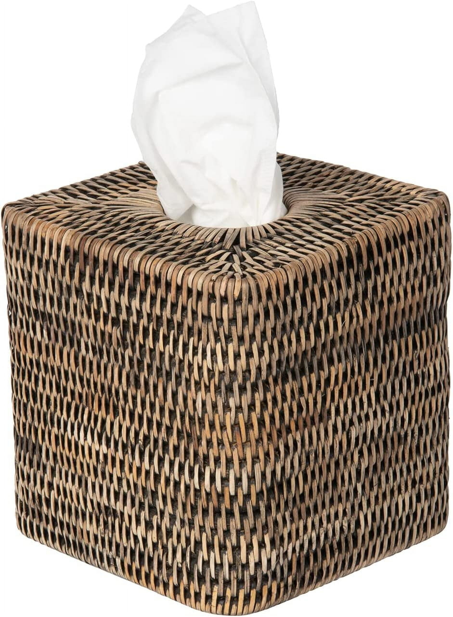 KOUBOO La Jolla Rattan Square Tissue Box Cover, Black-Wash - Walmart.com