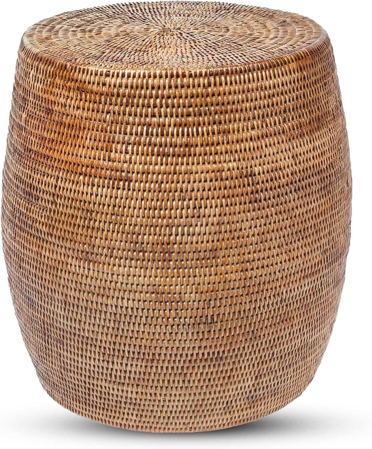 KOUBOO La Jolla Round Rattan Stool, Side Table, Handmade, Extra Seating ...