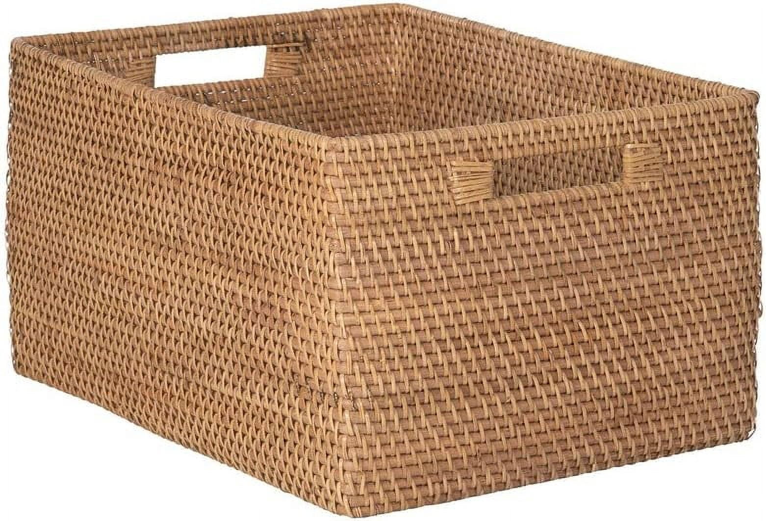 KOUBOO Loma Rectangular Rattan Storage Basket with Cut-Out Handles ...