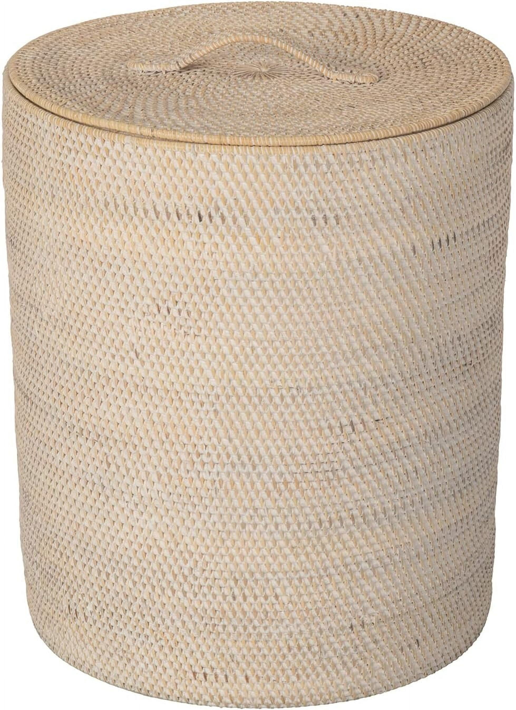 KOUBOO Loma Round Rattan Hamper Laundry Basket with Lid Removable ...