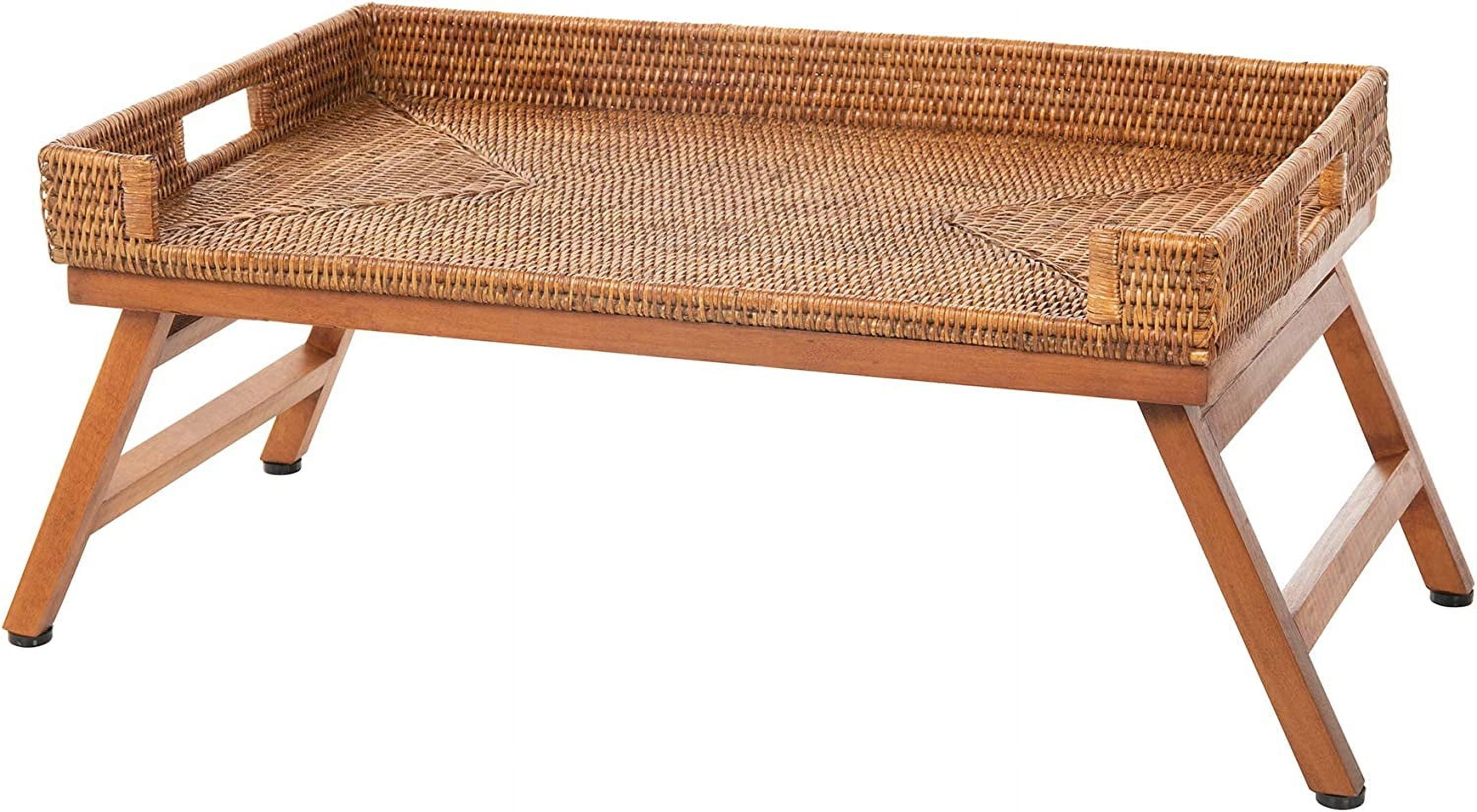KOUBOO Rattan Breakfast Tray with Foldable Legs, Rectangular Serving ...