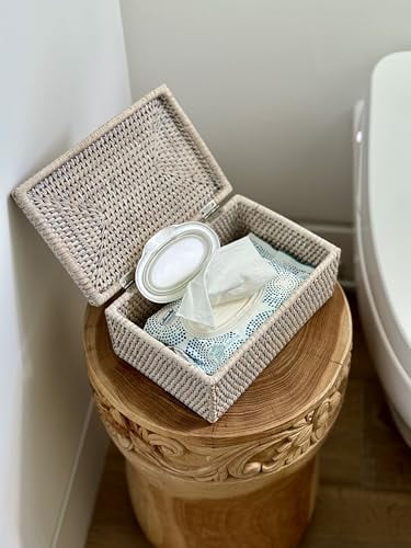 KOUBOO Rattan Wet Wipes Box - Decorative Container with Hinged Lid for ...