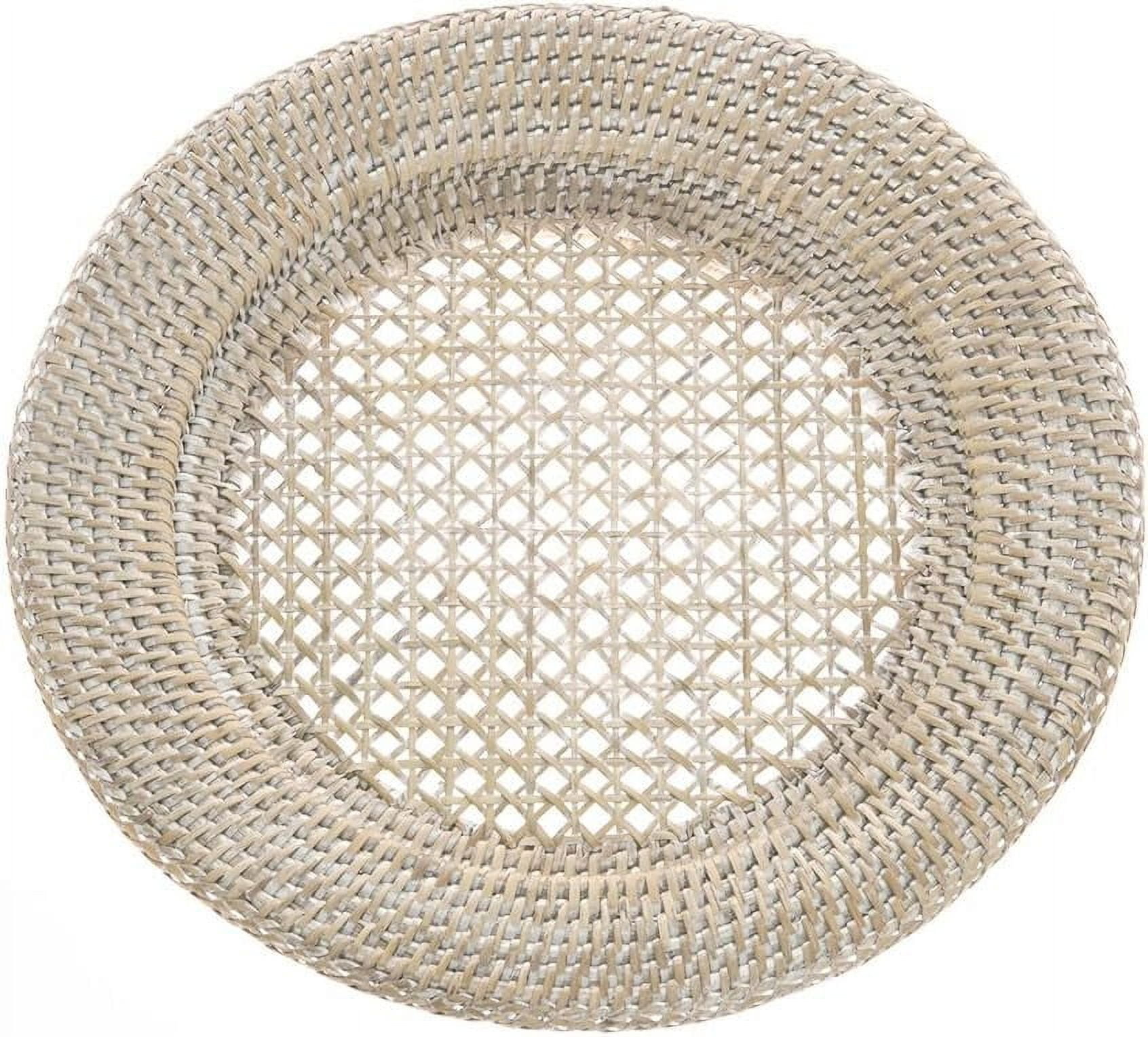 KOUBOO Round Rattan Charger Plate, White Wash (Pack of 2), 12.5 inches ...
