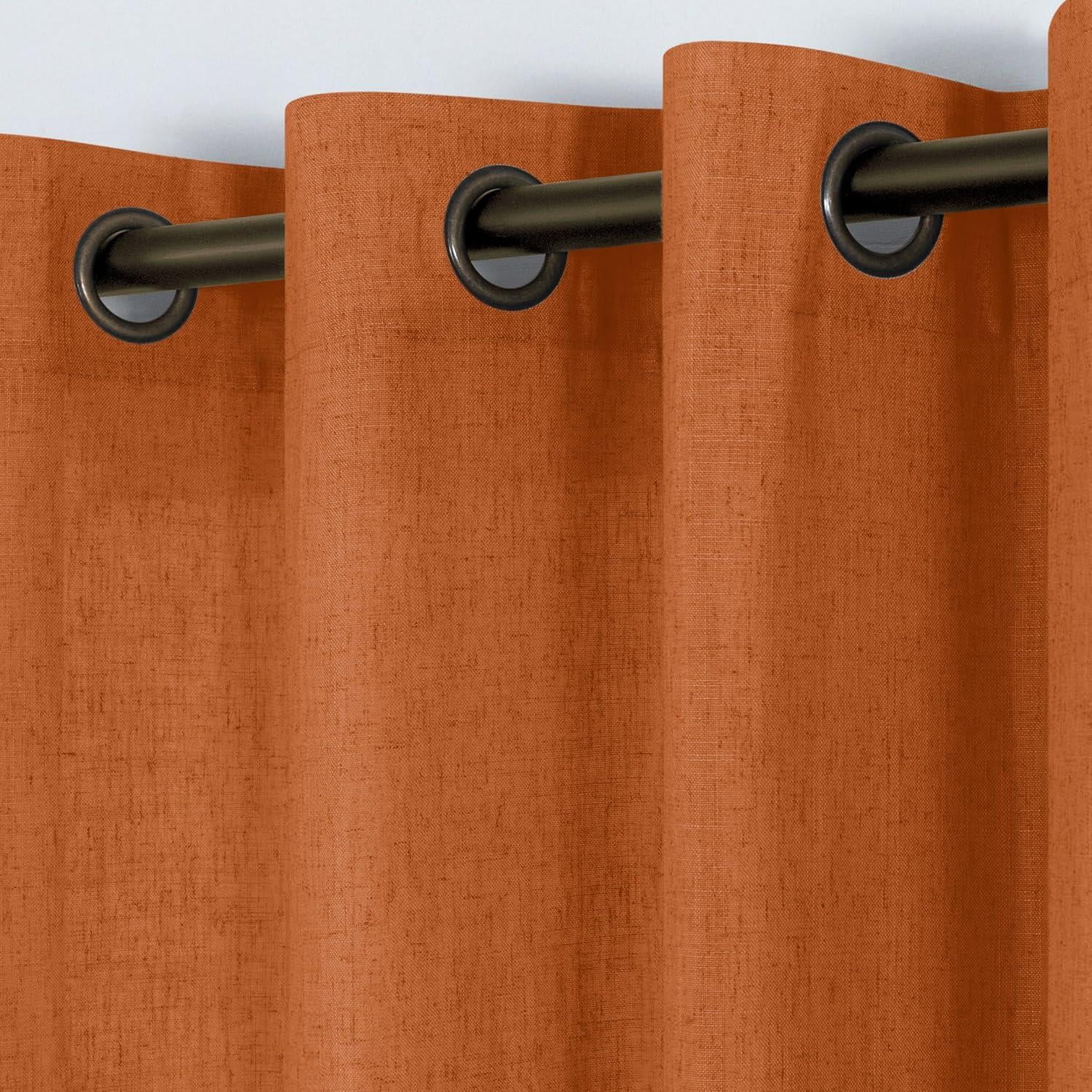KOUFALL Burnt Orange Curtains 2 Panels,Sheer Linen Grommet Bohemian ...