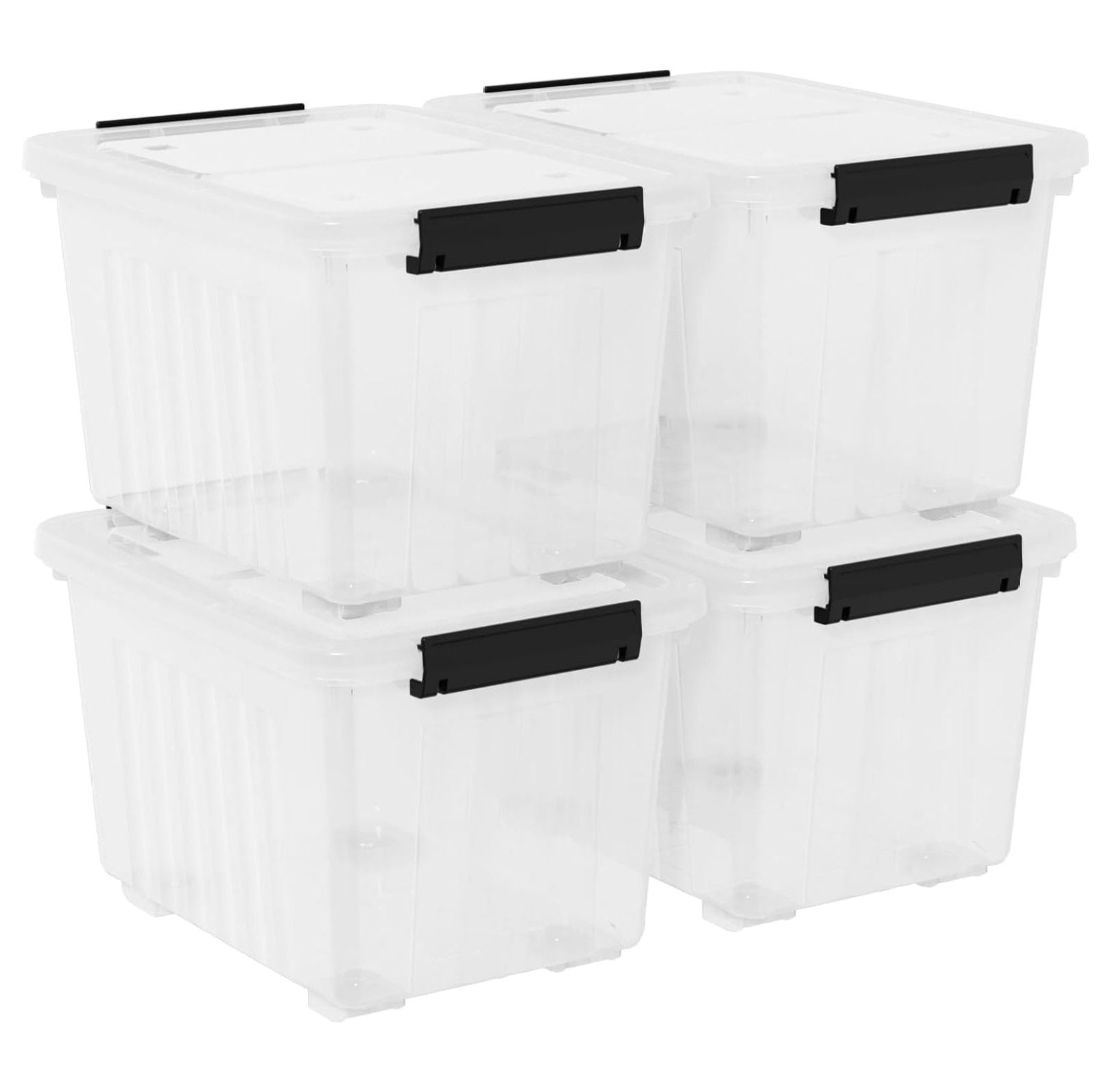 KOUROUU 4-Pack 50 Quart Plastic Storage Bin Box Organizing Container ...
