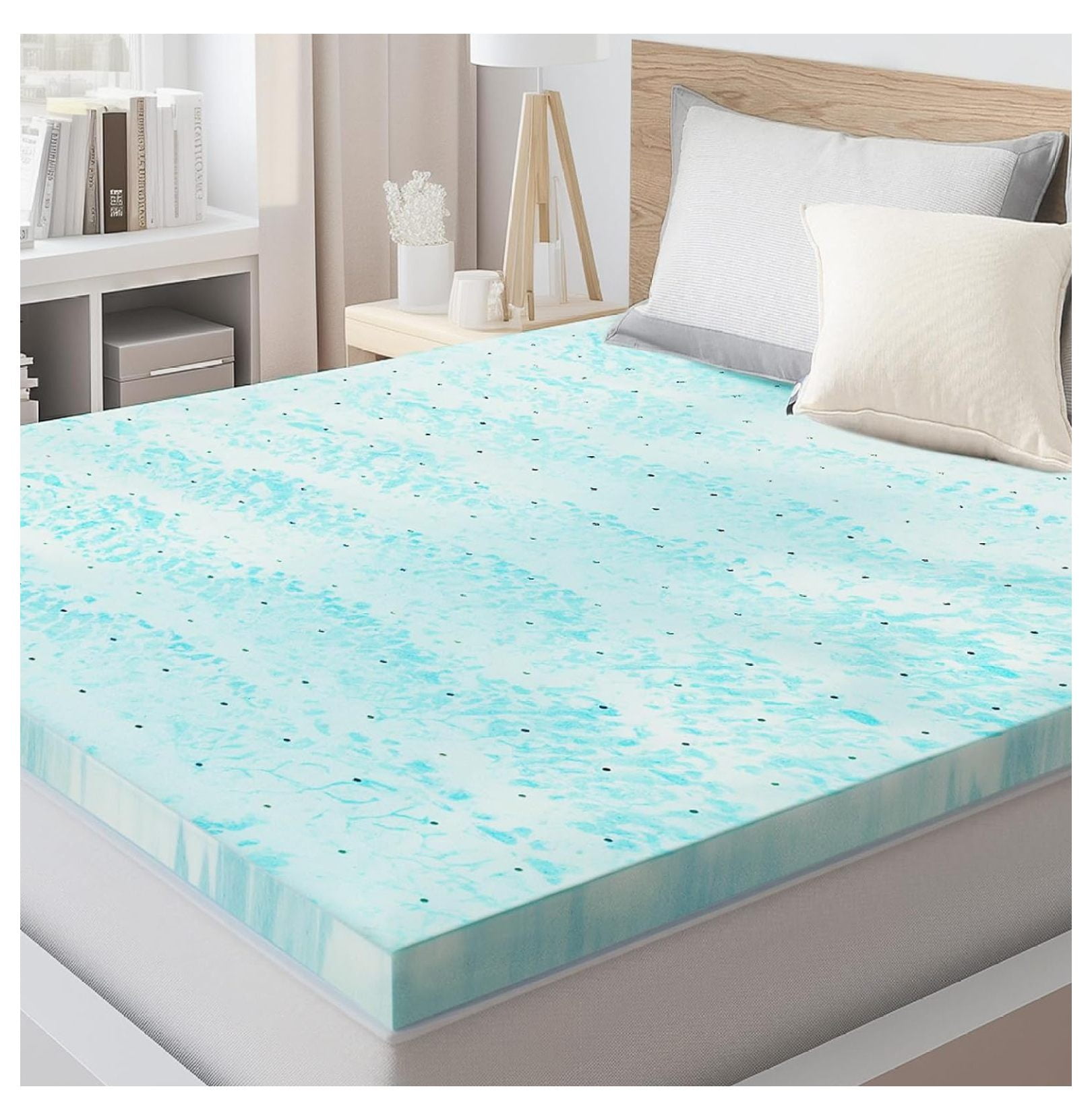 KOUROUU Memory Foam Mattress Topper, 2 Inch Thick Gel Infused Cooling ...