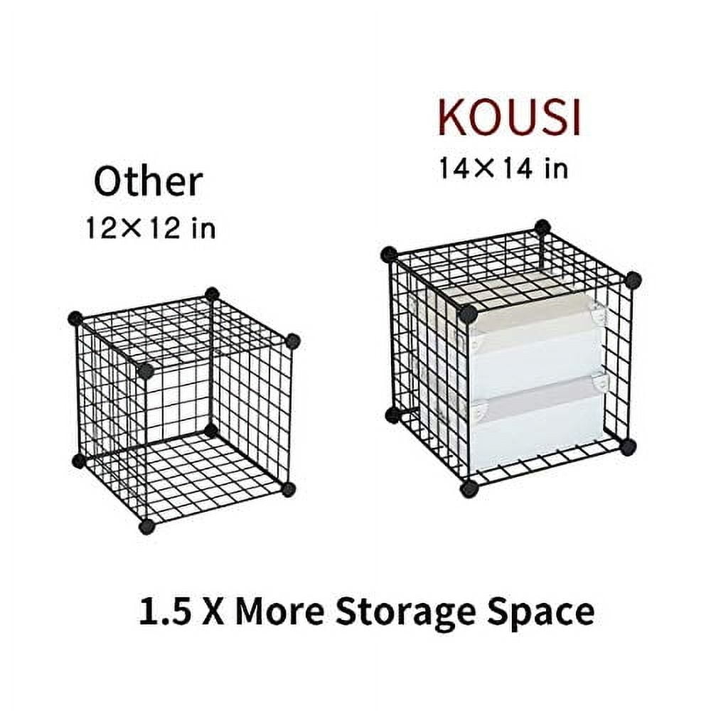 KOUSI 14"x14" Wire Cube Storage, Metal Grid Organizer, 25-Cube Modular ...