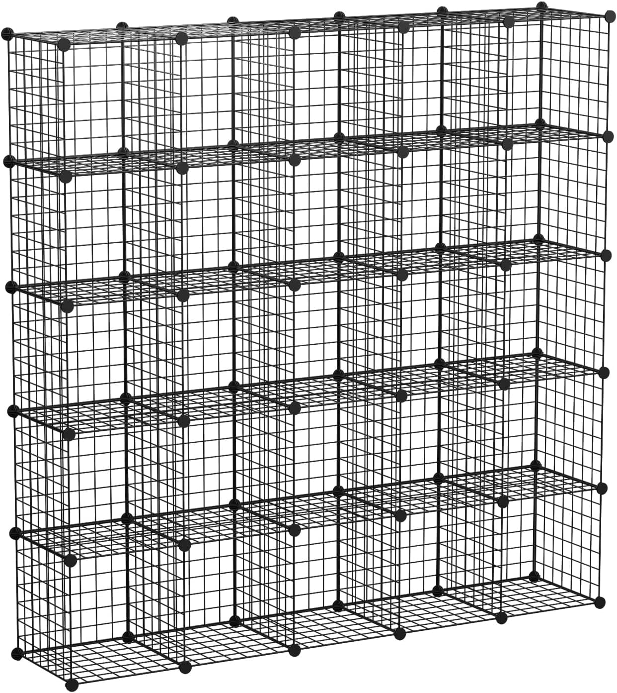 KOUSI 14"x14" Wire Cube Storage, Metal Grid Organizer, 25-Cube Modular ...