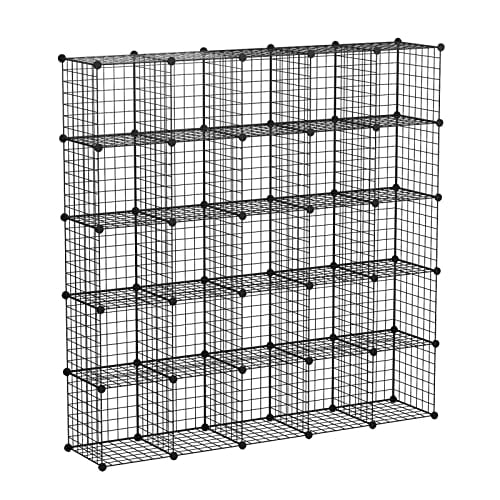 KOUSI 14"x14" Wire Cube Storage, Metal Grid Organizer, 25-Cube Modular ...