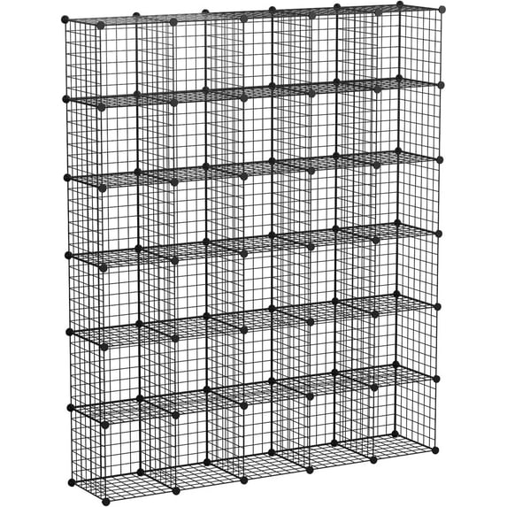 KOUSI 14"x14" Wire Cube Storage, Metal Grid Organizer, 30-Cube Modular ...