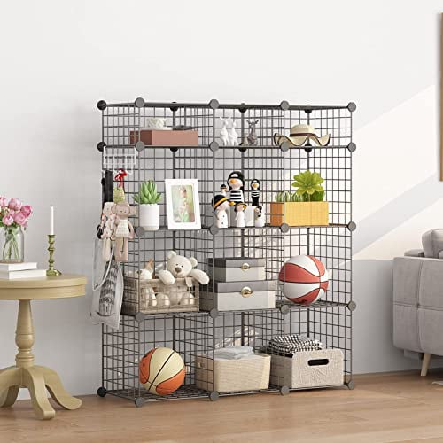 KOUSI 14"x14" Wire Cube Storage, Metal Grid Organizer, Modular Shelving ...