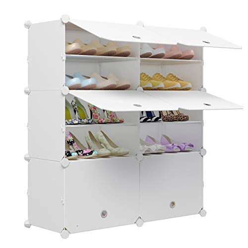 KOUSI 2 x 6-Tier Shoe Rack, Space Saving DIY Plastic Cube Storage ...