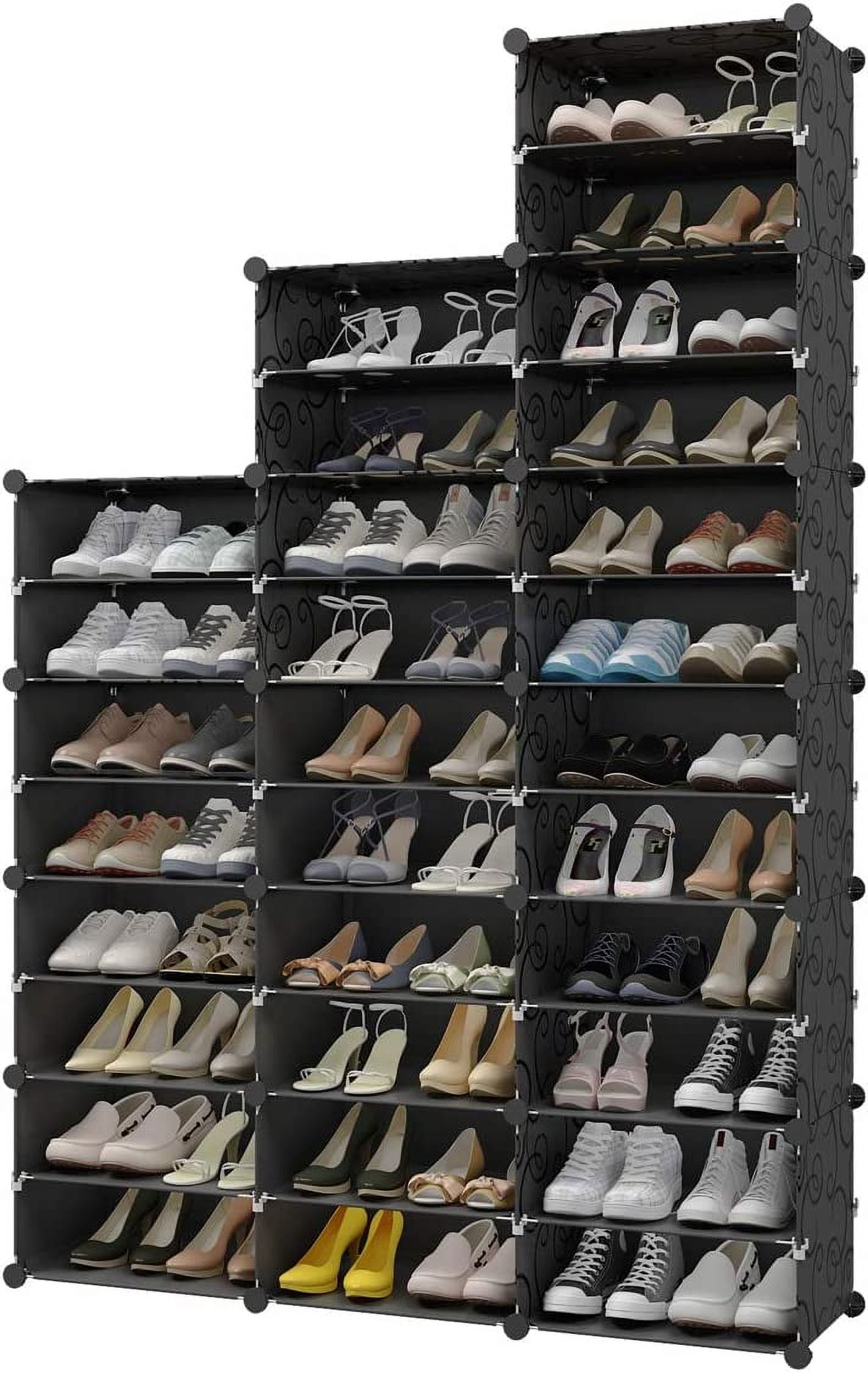 KOUSI 60-Pairs Shoe Organizer, Black Modern Cubical Shoe Rack - Walmart.com