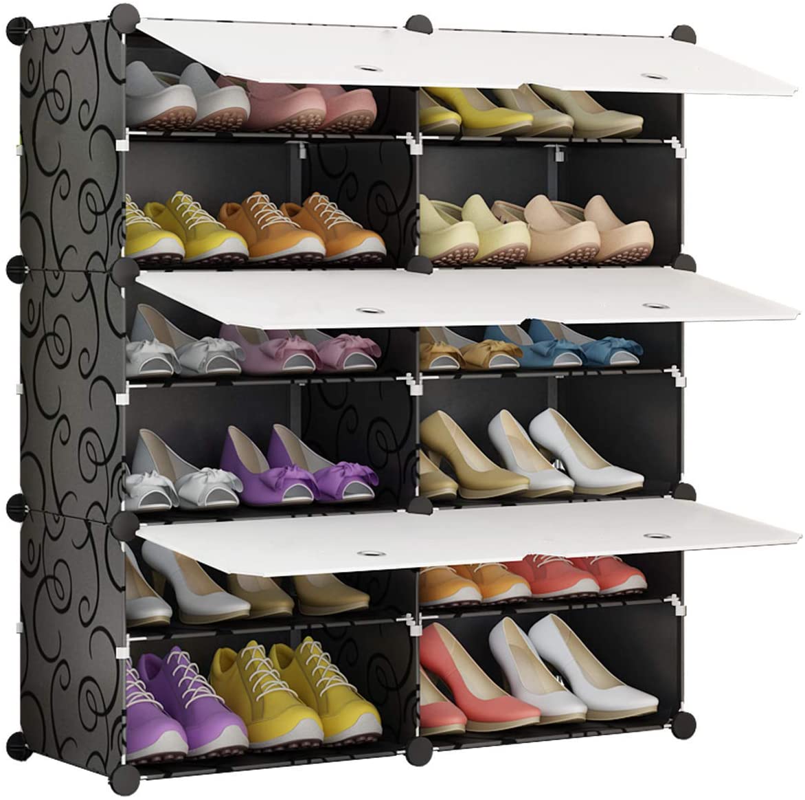 KOUSI Portable Shoe Rack Organizer 24 Pair Tower Shelf Storage Cabinet Stand Expandable for ...
