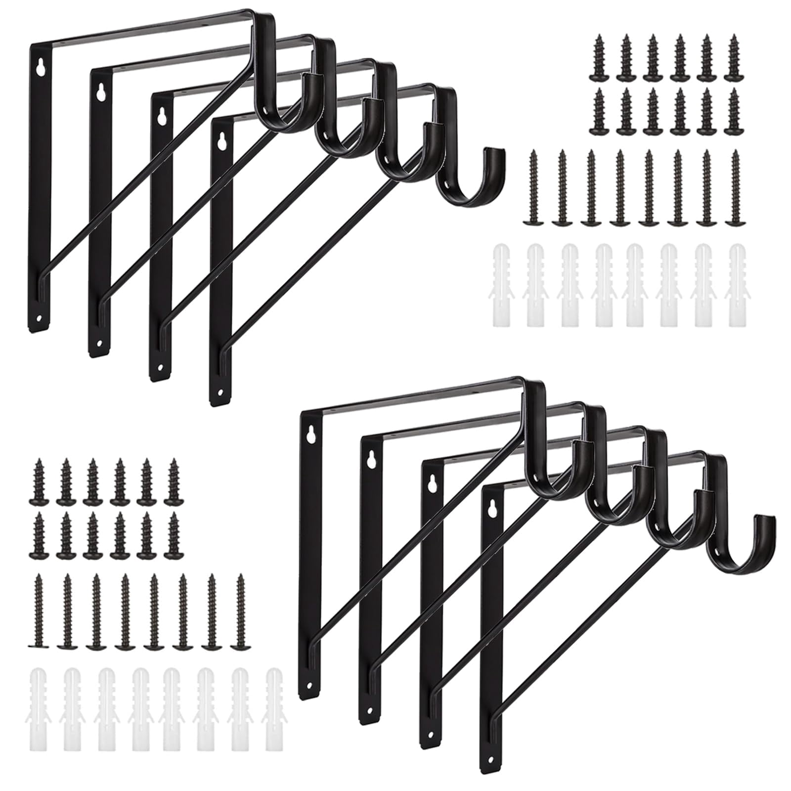 KOVOSCH 8 Pack Heavy Duty Closet Shelf & Rod Brackets, Wall Mounted ...