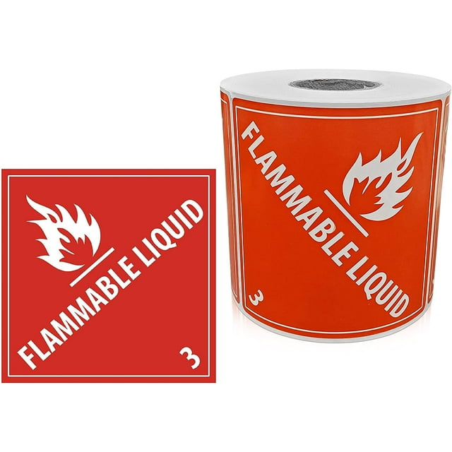 KOVOT 4"x4" Flammable Liquid DOT (Class 3) Hazardous Materials Warning ...