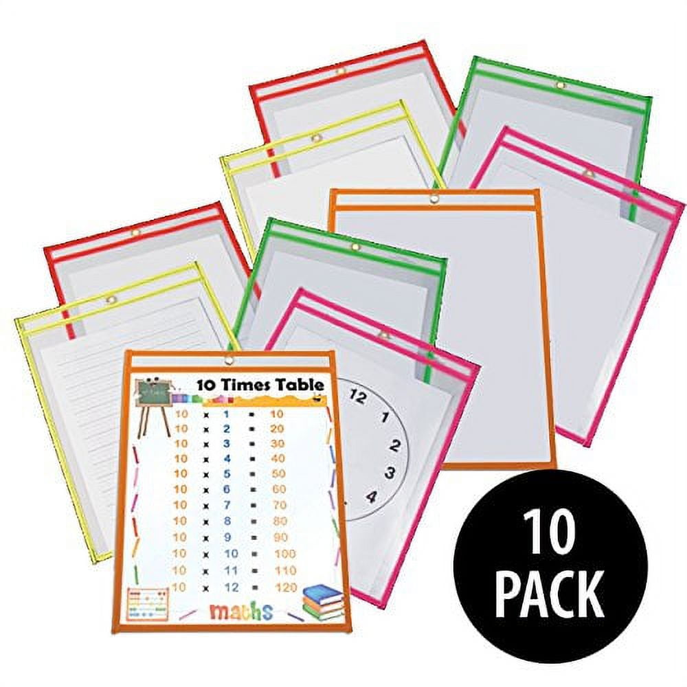KOVOT Dry Erase Pockets - Set of Multicolored Reusable Wipe Clear ...