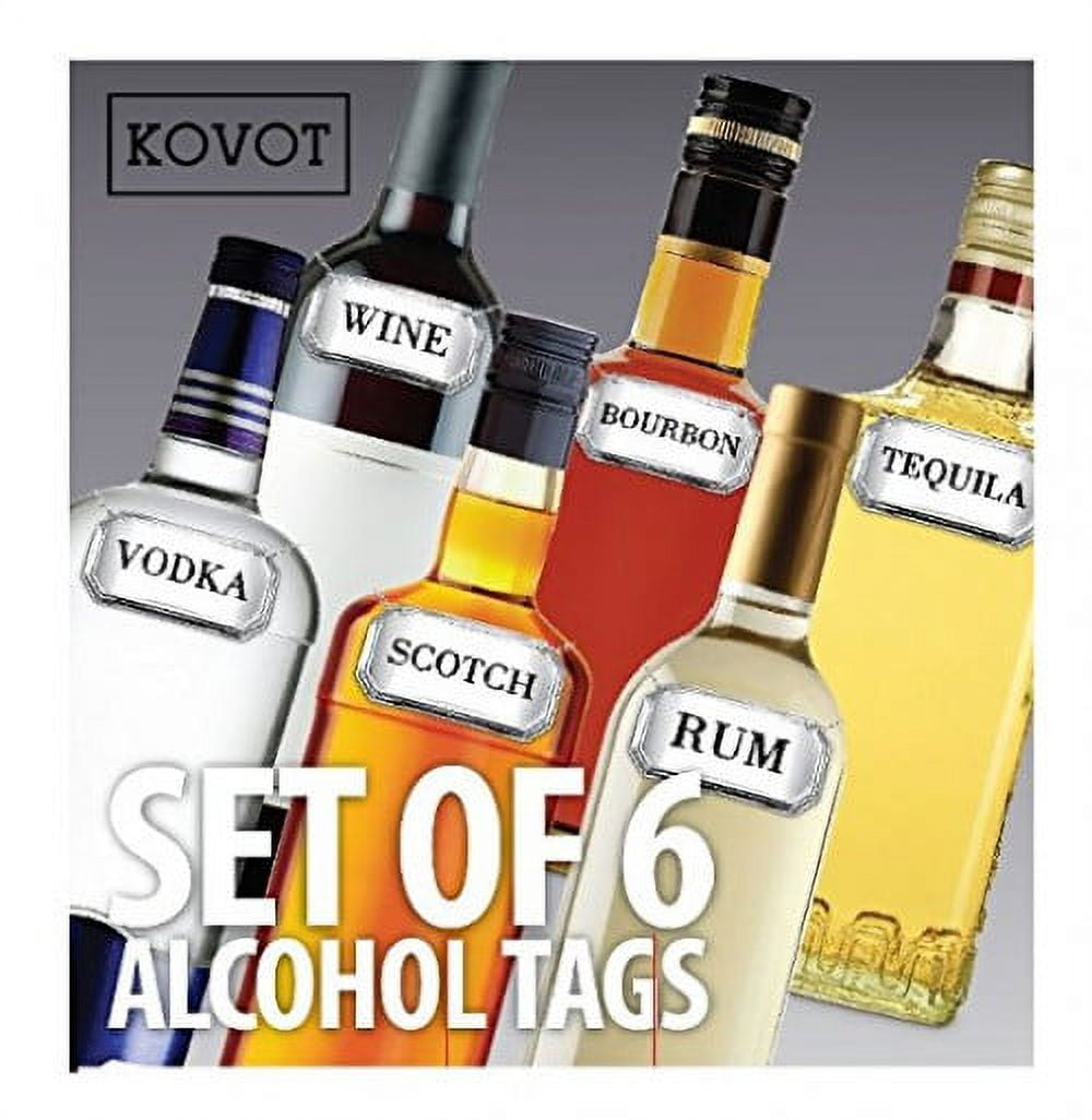 KOVOT Liquor and Alcohol Label Tags, Set of 6, Silver - Walmart.com