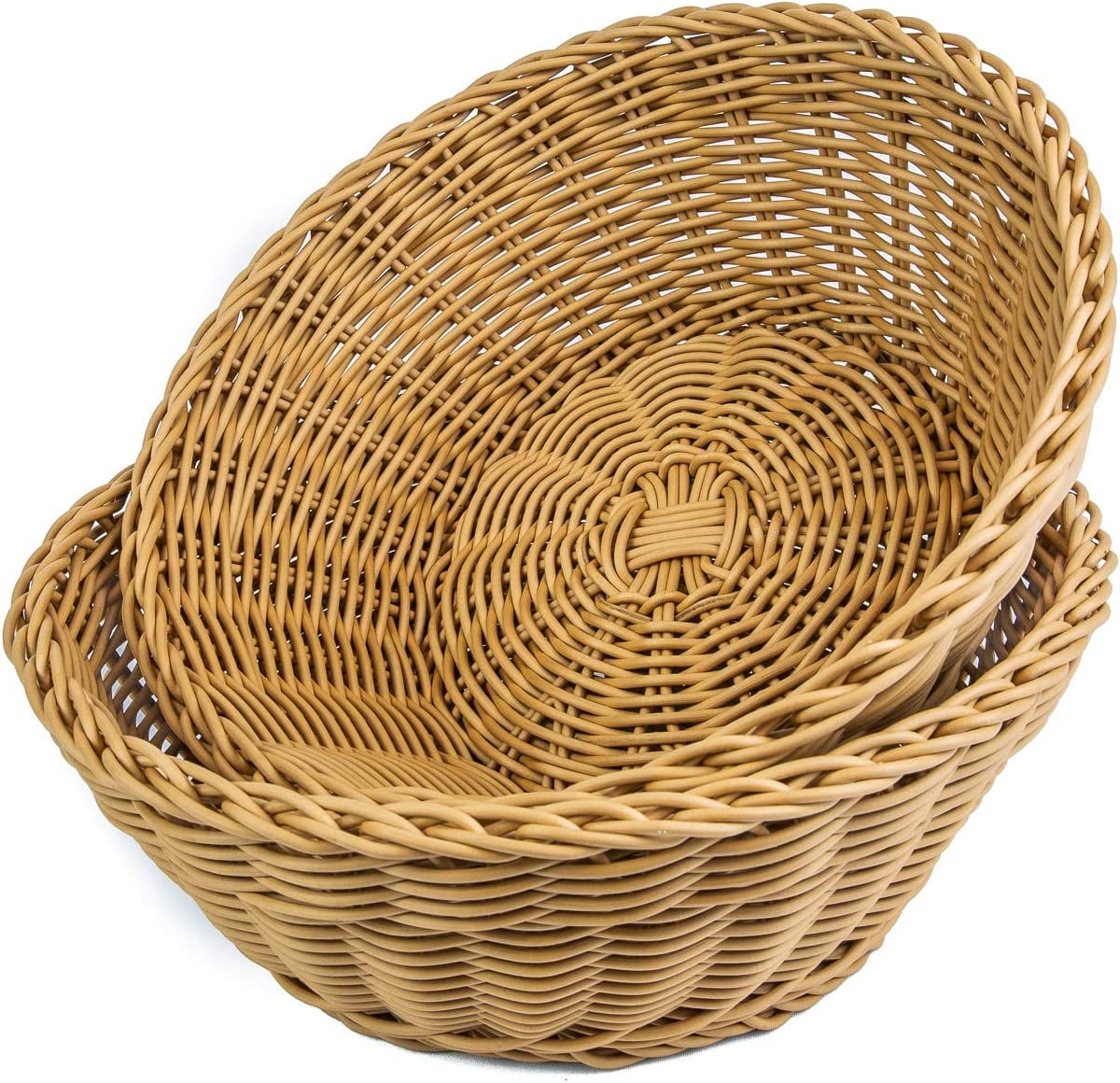 KOVOT Poly-Wicker Round Basket - 10.5"D x 4"H Woven Polypropylene 2 ...