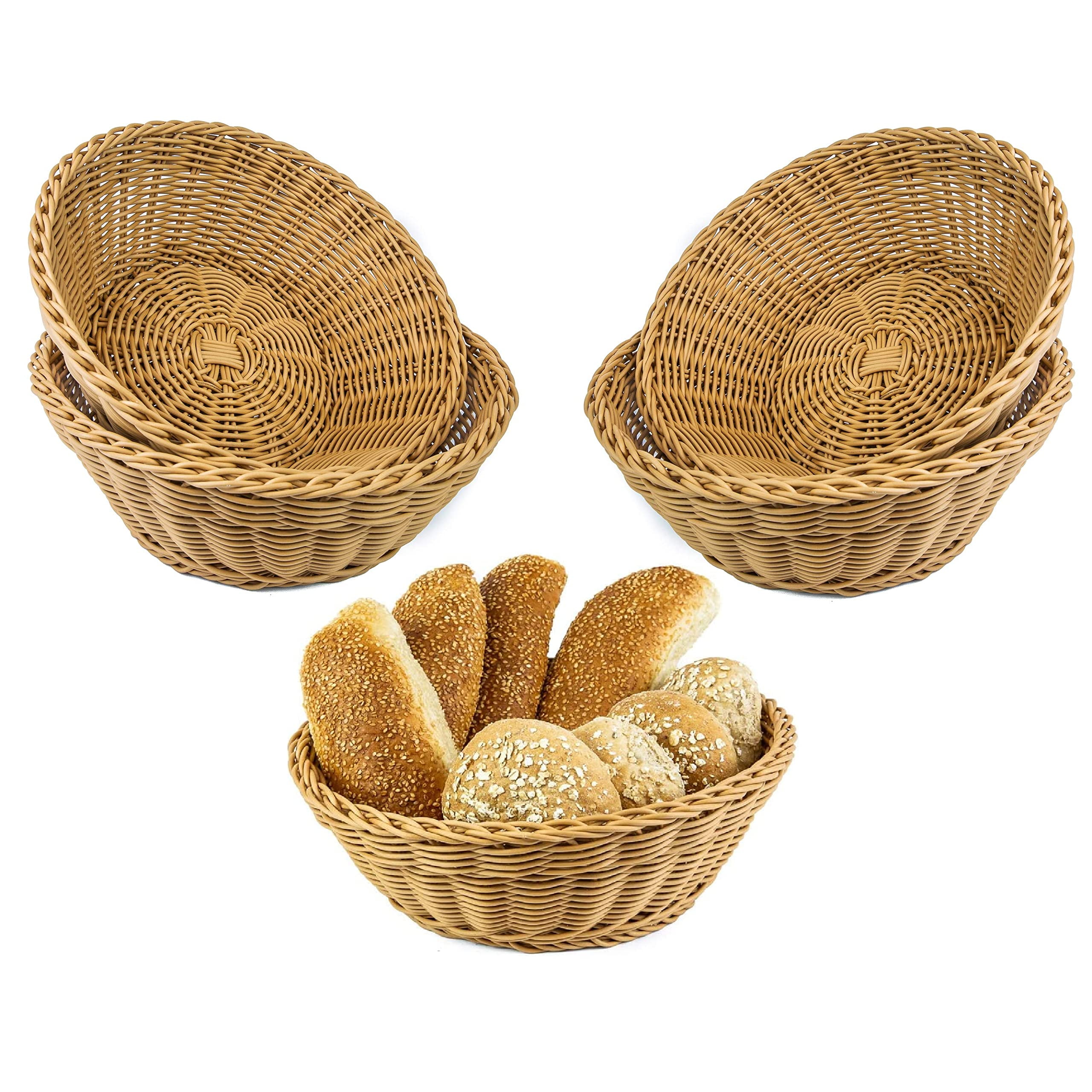 KOVOT Poly-Wicker Round Basket - 10.5"D x 4"H, Durable, Food-Grade ...