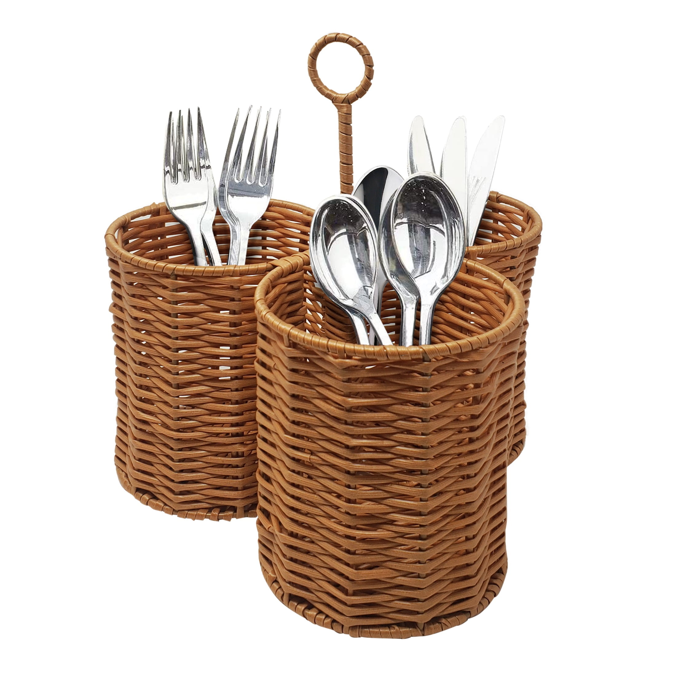 "KOVOT Poly-Wicker Cutlery Storage Organizer, Bin Basket, for Kitchen ...
