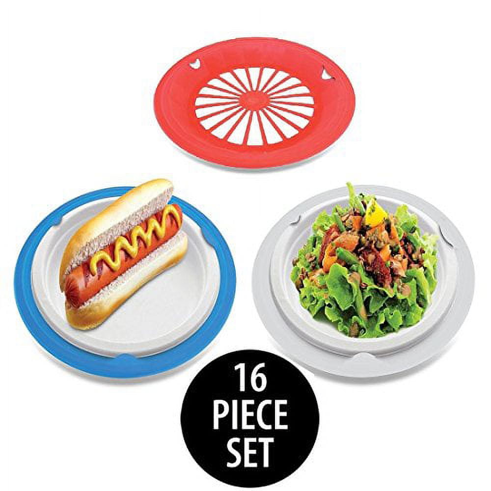 KOVOT Set of 16 Plastic Reusable Paper Plate Holders For 9" Plates ...