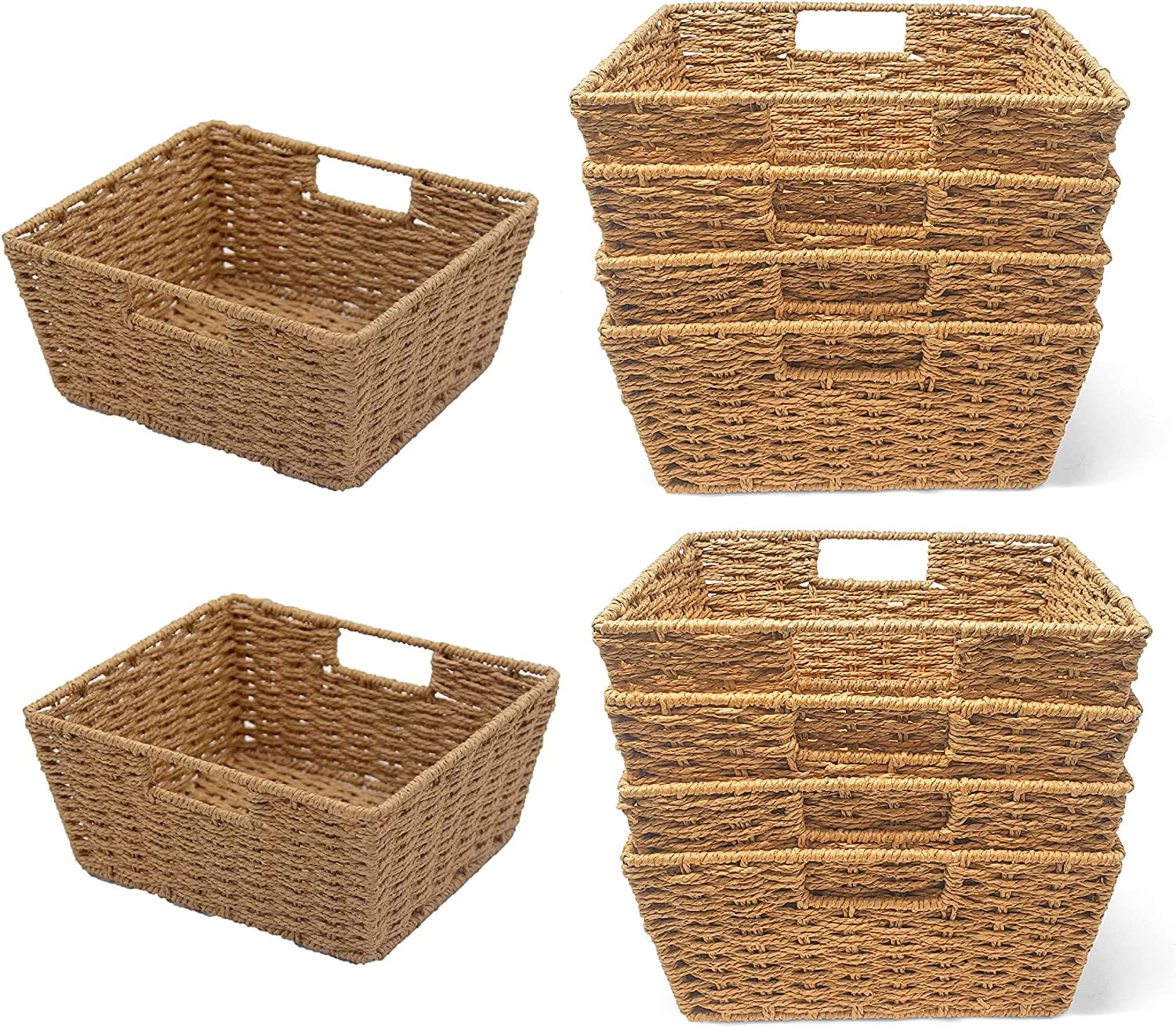 "KOVOT Woven Storage Baskets w/ Carry Handles | Pantry, Laundry Bin - 9 ...