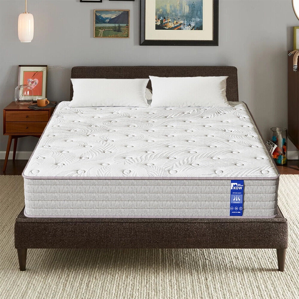 KOW Hybrid Mattress 12" Queen Size Memory Foam Pocket Spring Mattress ...
