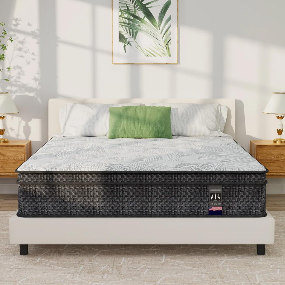 KOW 14 inch Full Size Plush Firmness Memory Foam Hybrid Mattress with ...