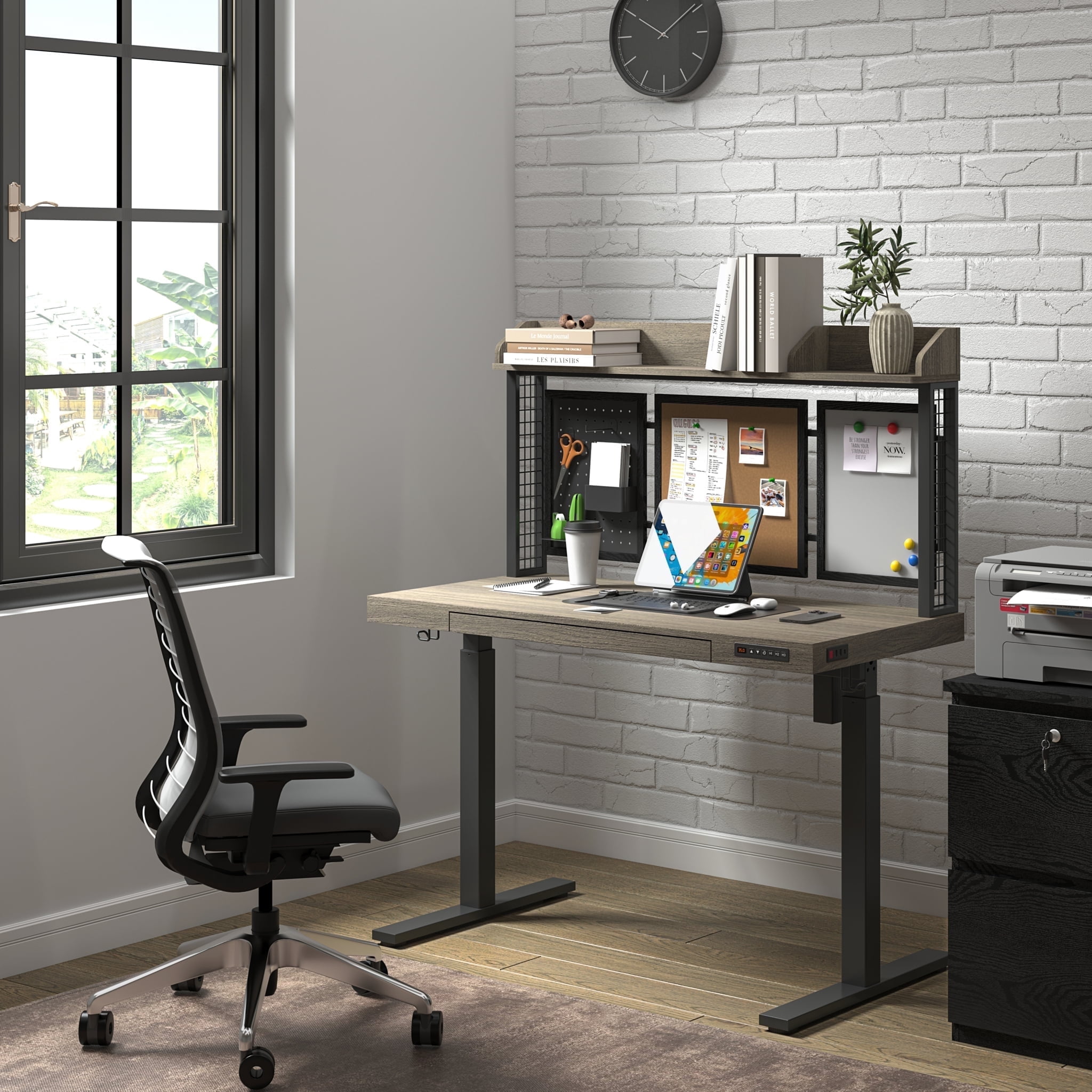 KOWO 48" K305 Electric Height Adjustable Standing Desk, Grey Oak ...