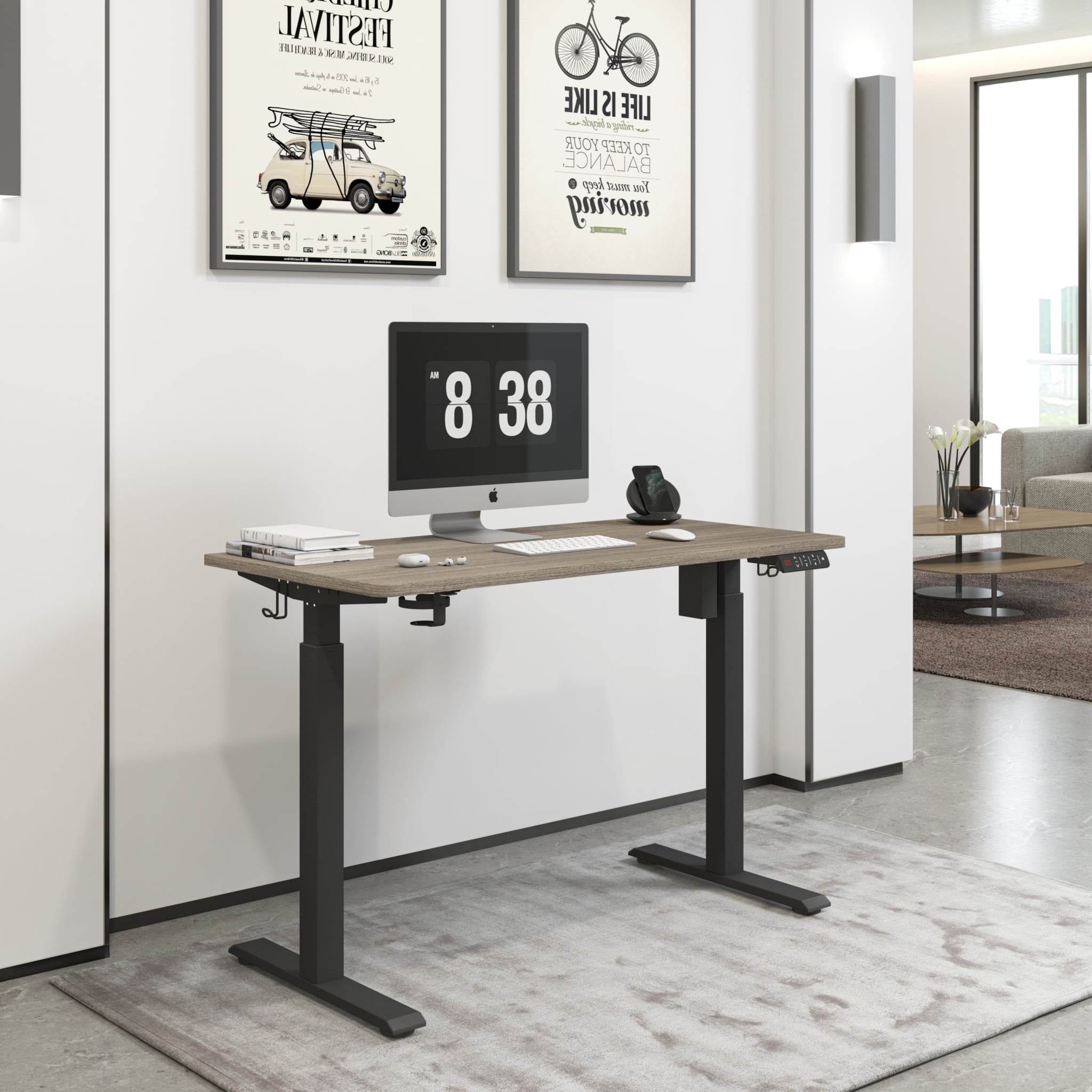 KOWO 55" K304 Electric Height Adjustable Standing Desk, Grey Oak ...