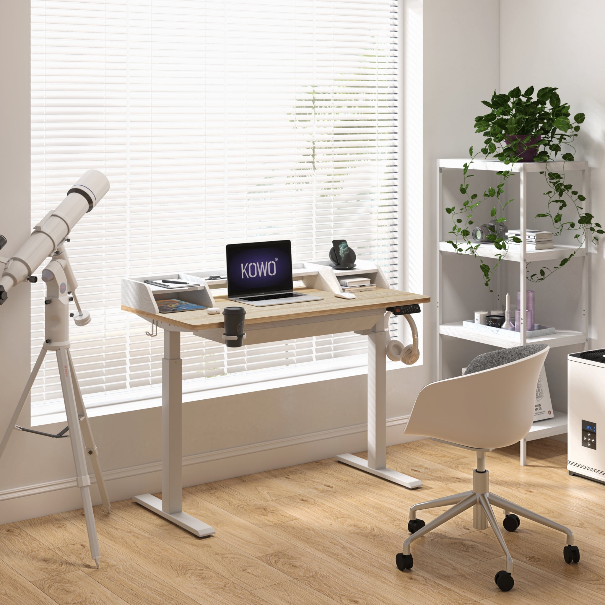 KOWO 55" K304 Electric Height Adjustable Standing Desk with Hutch and ...