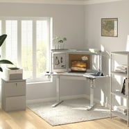 Stealth Adjustable Sit-to-Stand Corner Desk with Drawers, White ...