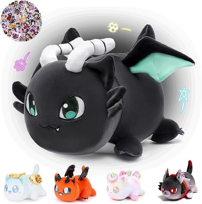 KOWSI® 61-PCS - 11-inches Dragon Cat Plush + 60-Sticker - Meemaows Popular Cat Plush Collection ...