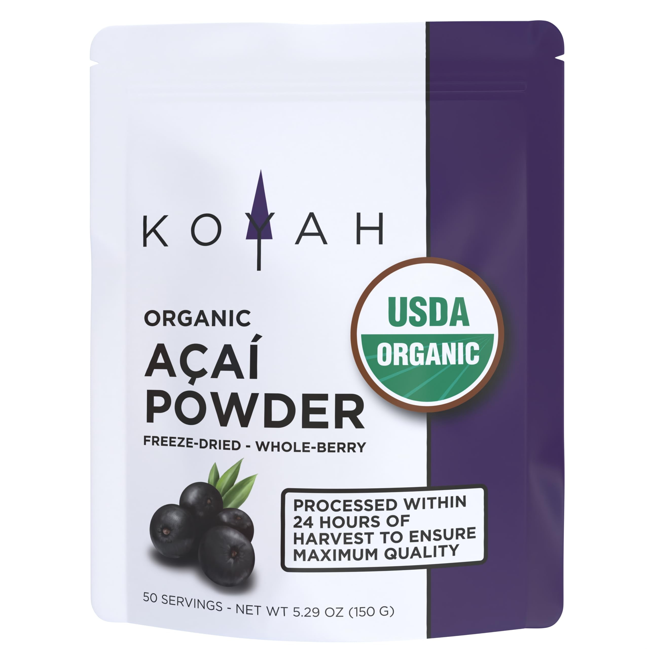 KOYAH - Organic Acai IEF31 Powder (150g - 50 Servings): Brazil Grown ...