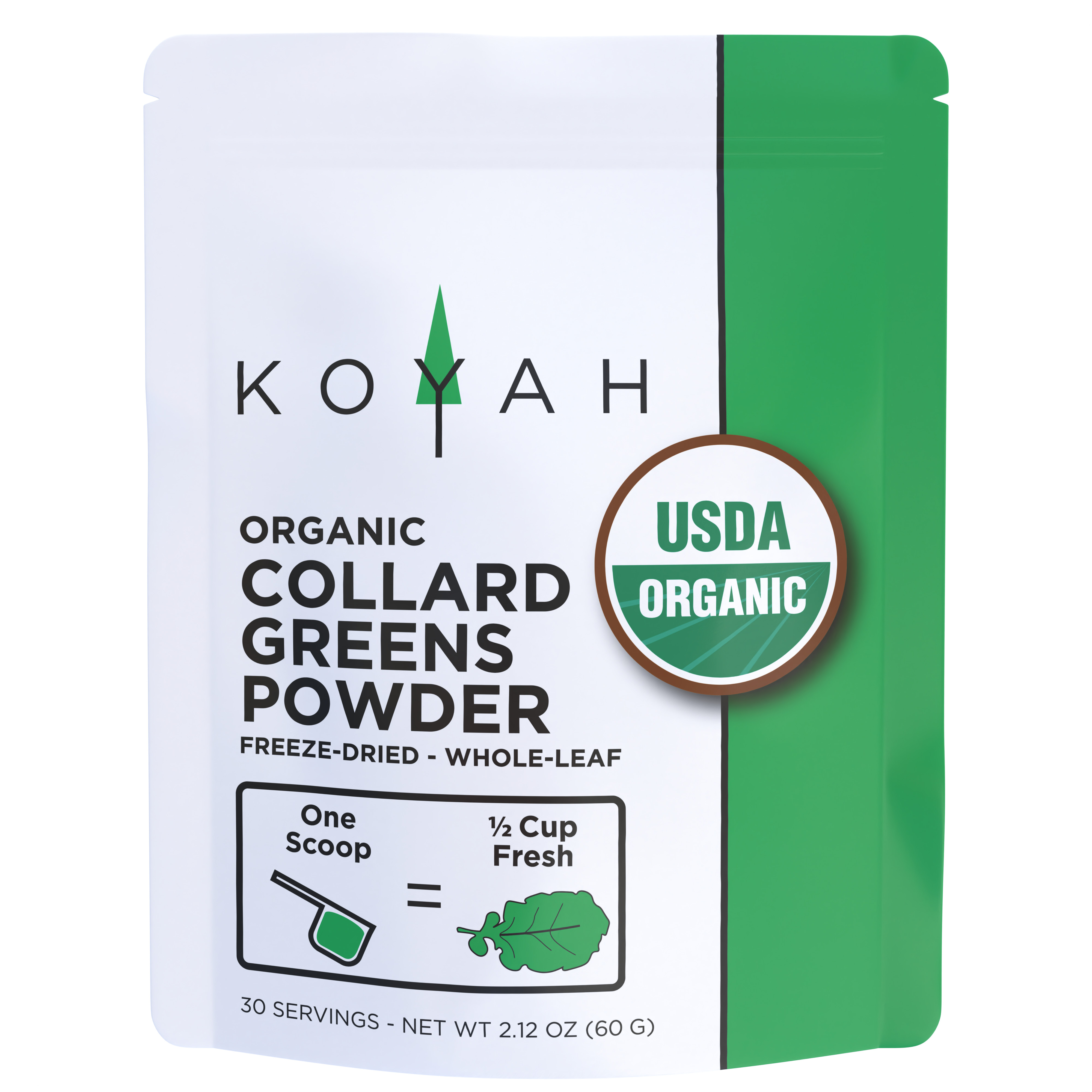 KOYAH - Organic Collard Greens Powder - USA Grown & Freeze-Dried ...