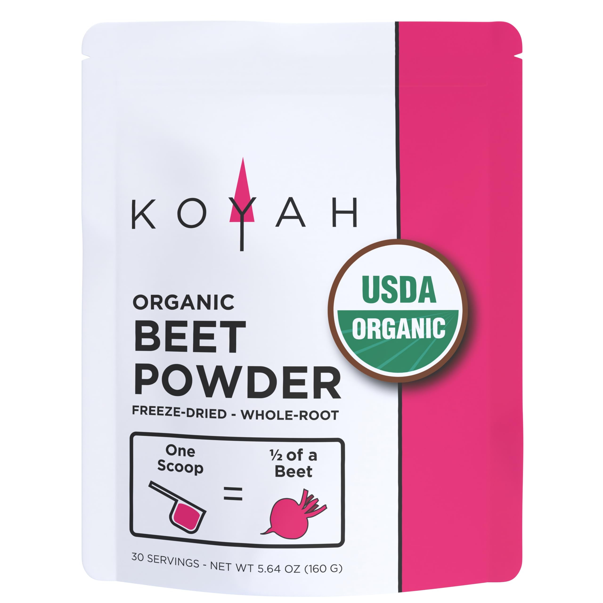 KOYAH - Organic USA Grown Beet COC1Powder (1 Scoop = 1/2 Beet): 30 ...