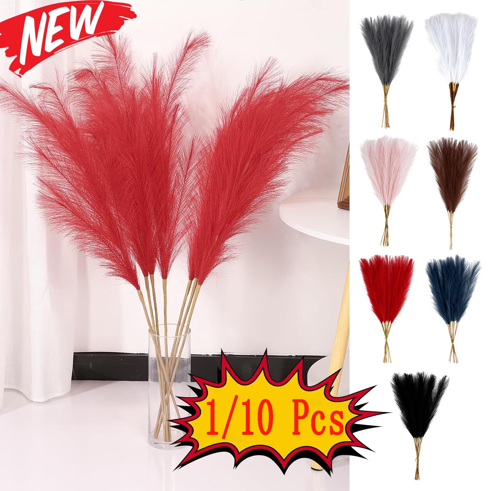 KOYPTL 1 Pcs Faux Pampas Grass Decorations for Home 21.6" Short ...