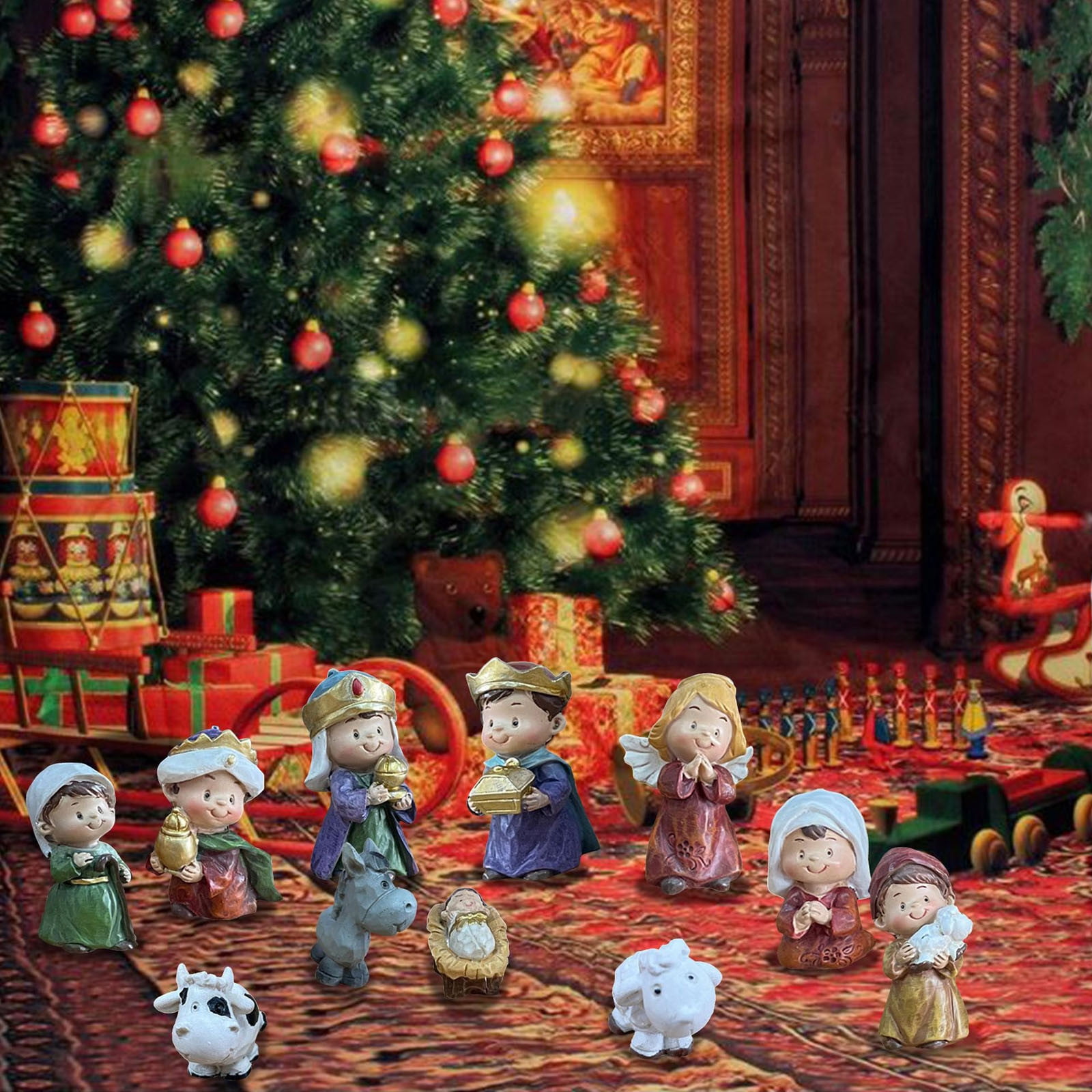 KOYPTL 11pcs-Tabletop Christmas Decoration for Bedroom Fireplace,Manger ...