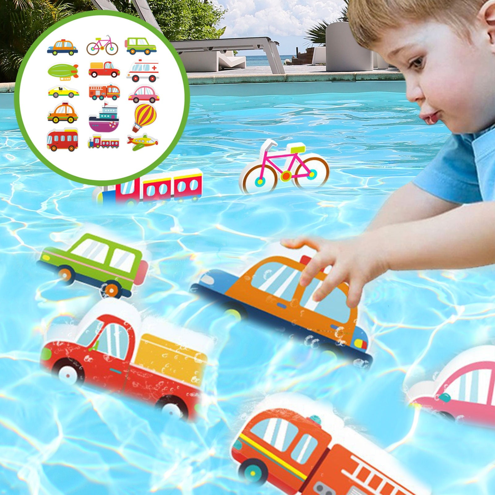 KOYPTL 15 Pcs Vehicle Floating Bath Toys Bath Tub Toys for 12 Months ...