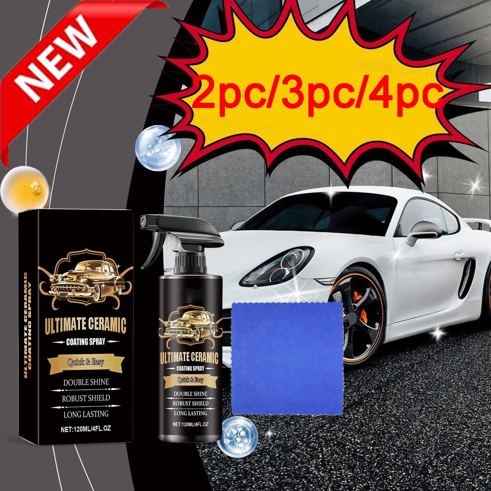 KOYPTL 2 Pcs Ceramic Coating for Cars Polish 120ML Portable Car Wax ...