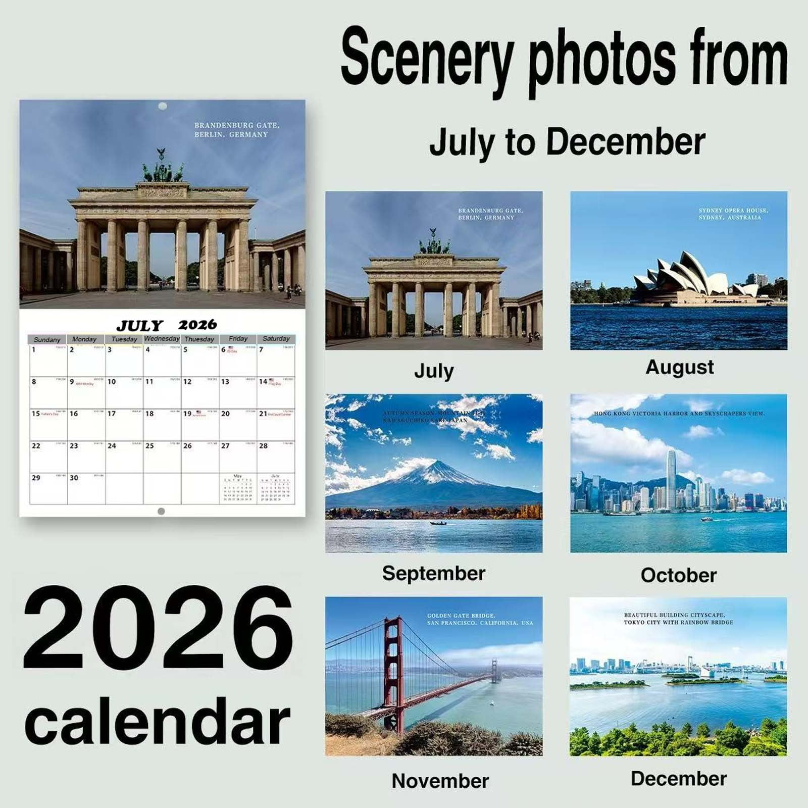 KOYPTL 2026 Scenery Wall Calendar,12 Months Hanging Monthly Calendar 12 ...